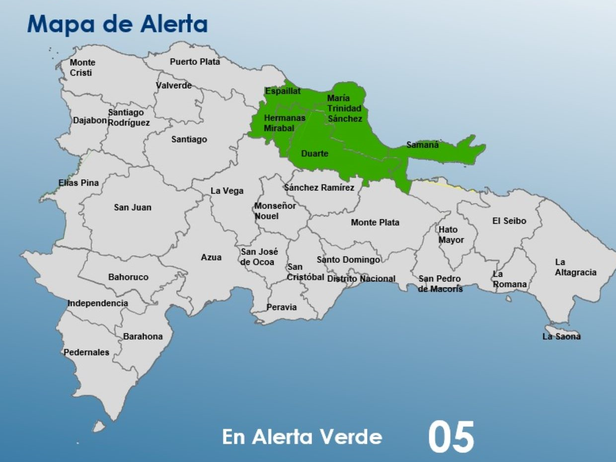 COE eleva a cinco las provincias en alerta verde por vaguada